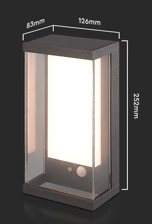 LED Solution Šedé LED nástěnné solární svítidlo s pohybovým čidlem 0,5W IP54