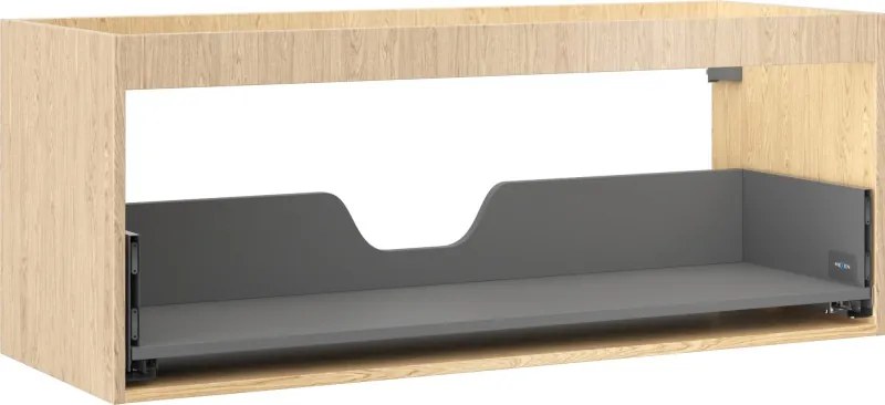 Mexen Box-A, závěsná skříňka 120 cm, 1 zásuvka, dub, 91AX0-1200-470-1-81