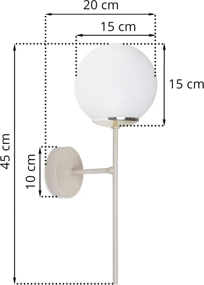 Nástěnné svítidlo Florence, 1x bílé skleněné stínítko, be/g