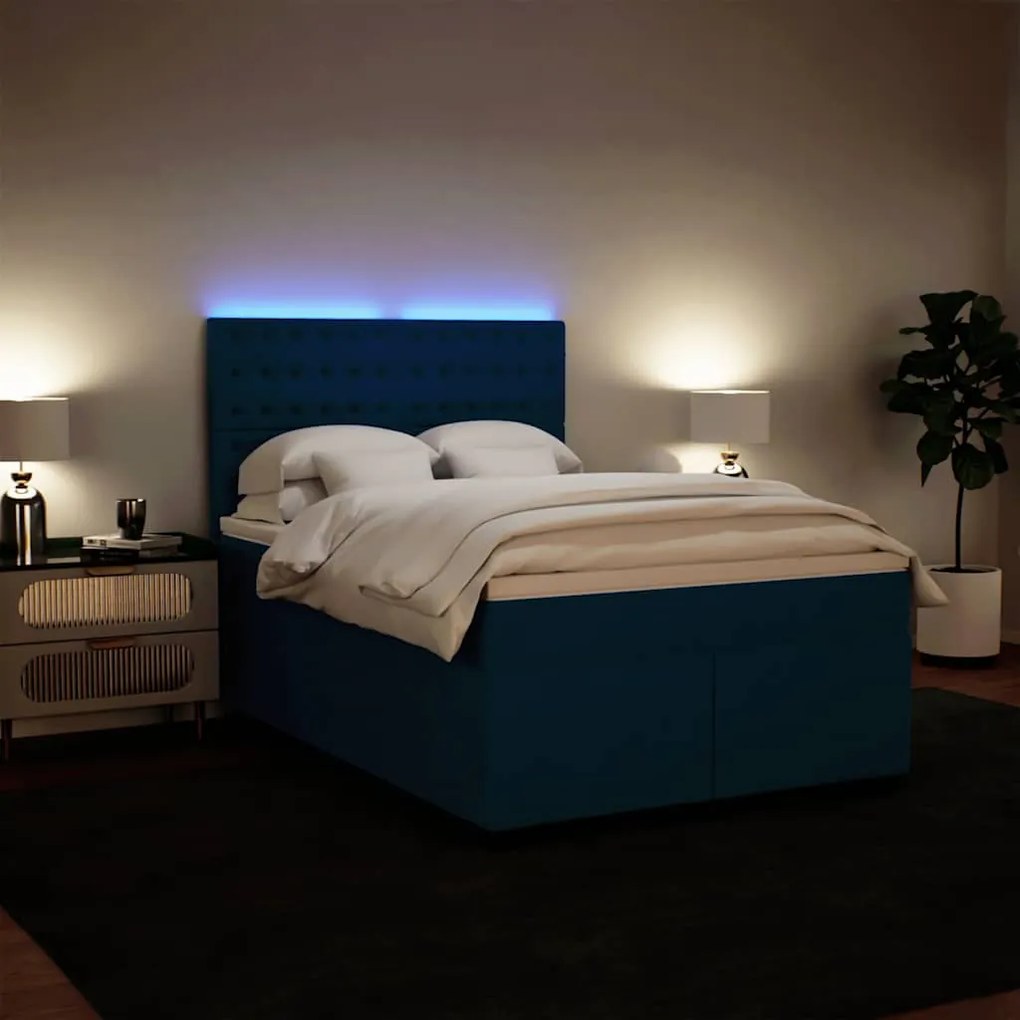 Box spring postel s matrací modrá 160 x 200 cm samet 3293270