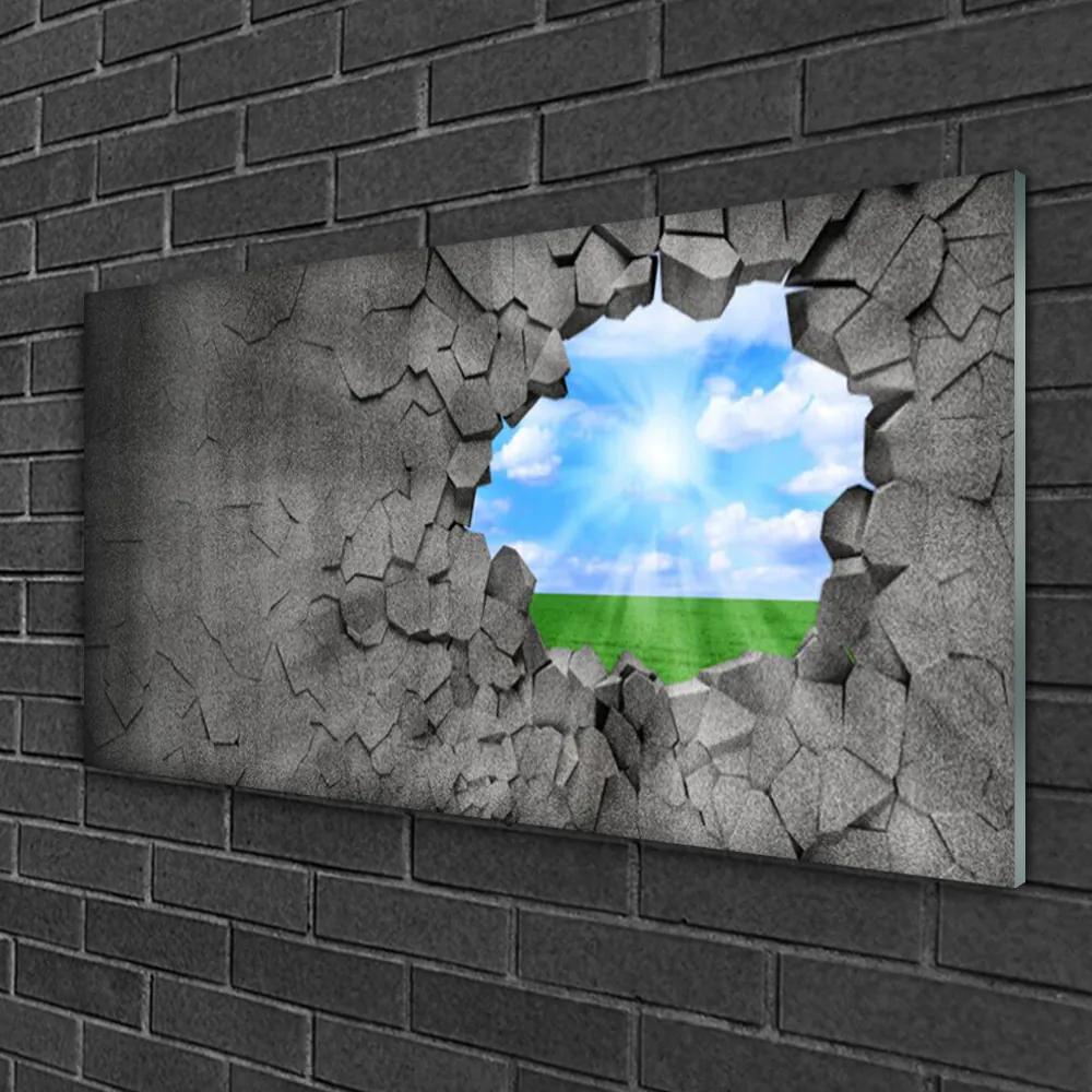 Obraz na skle Dziura Popękana Ściana 120x60 cm