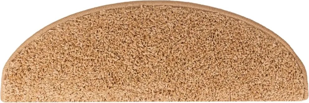 Schodové rohože 15 ks 65 x 21 x 4 cm béžové, půlkulaté, velké 133902