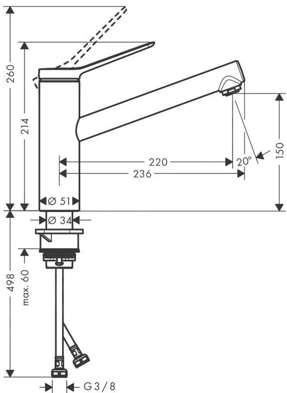 Hansgrohe Zesis M33, dřezová baterie 150, ocelová, 74802800