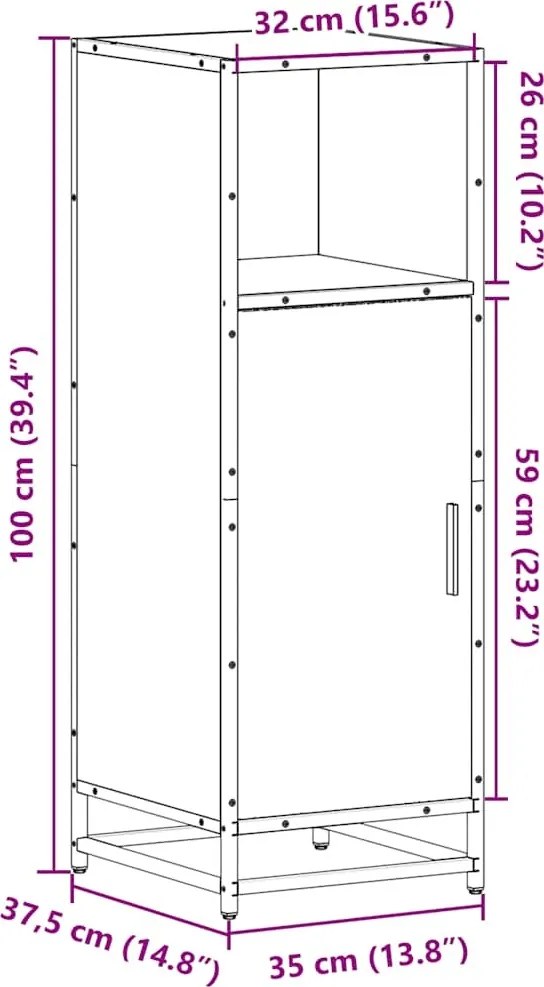 vidaXL Koupelnová skříňka 35x37,5x100 cm kompozitní dřevo [849239] Barva: šedá sonoma