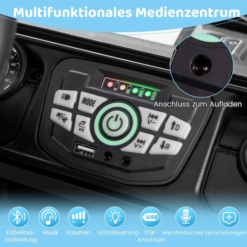 Costway Dětské elektrické auto s 2,4 G dálkovým ovládáním a USB a – černý