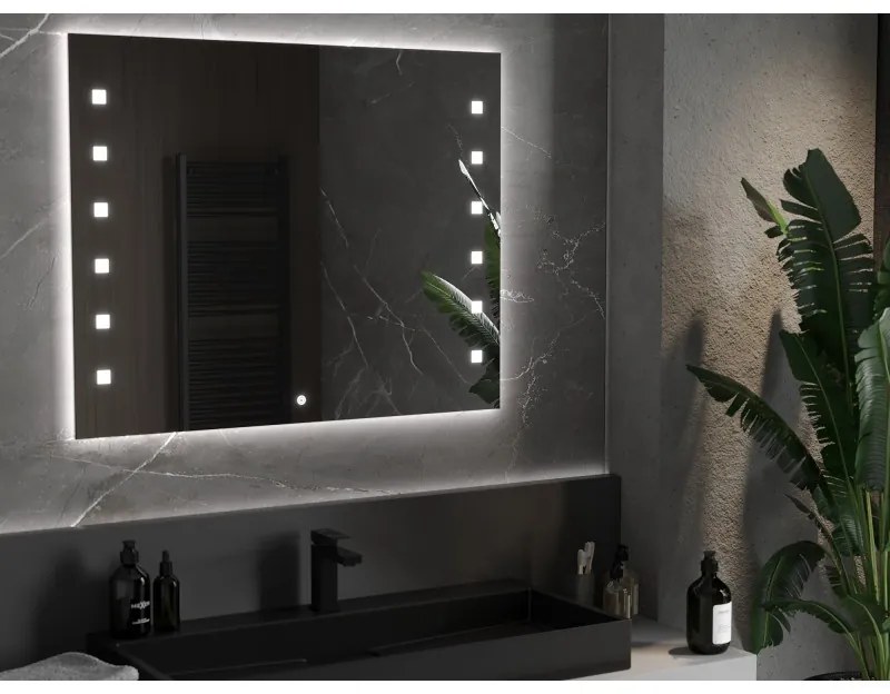 Mexen Ner podsvícené koupelnové zrcadlo 100 x 80 cm, LED 6000K, ventilátor - 9809-100-080-611-00