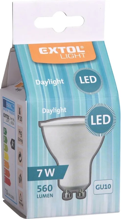 EXTOL LIGHT Žárovka LED reflektorová, 7 W, 560 lm, GU10, denní bílá 43034