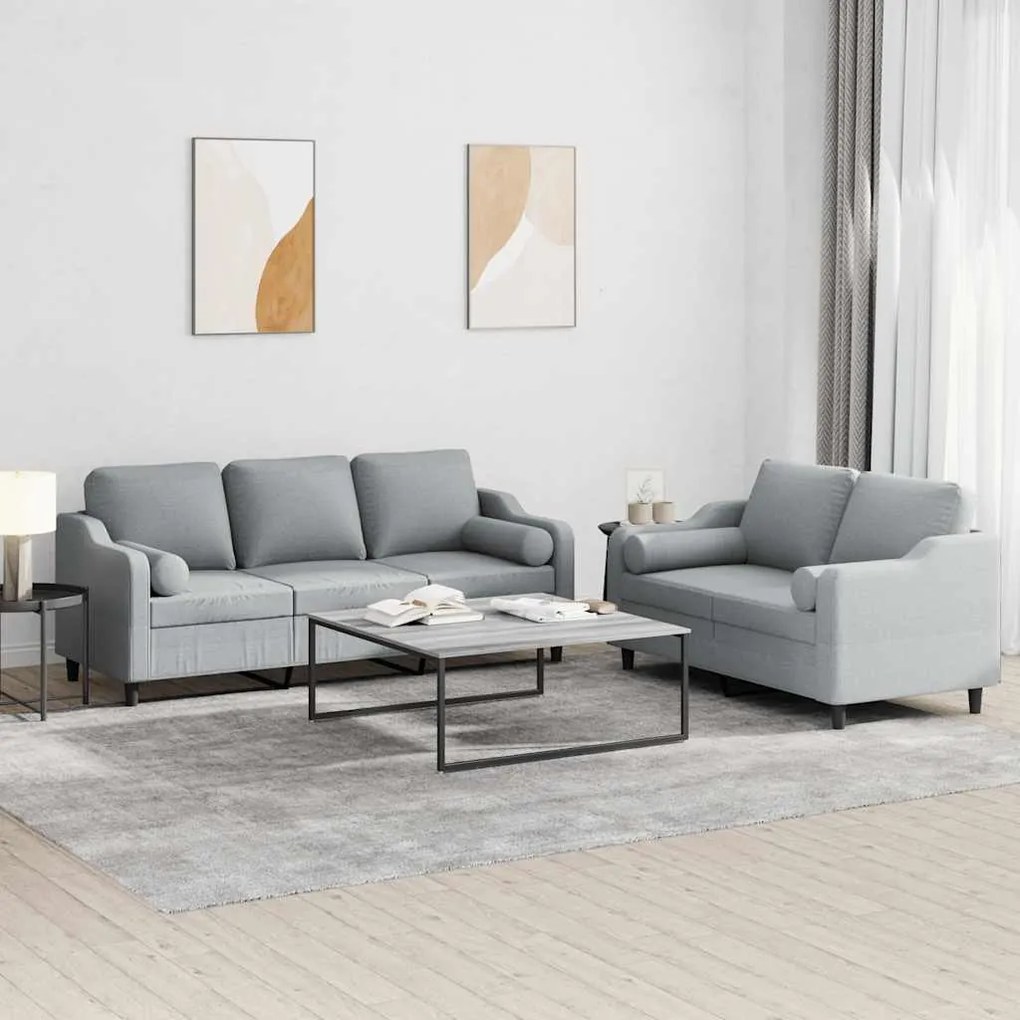 2dílná sedací souprava s polštáři světle šedá textil 3201850