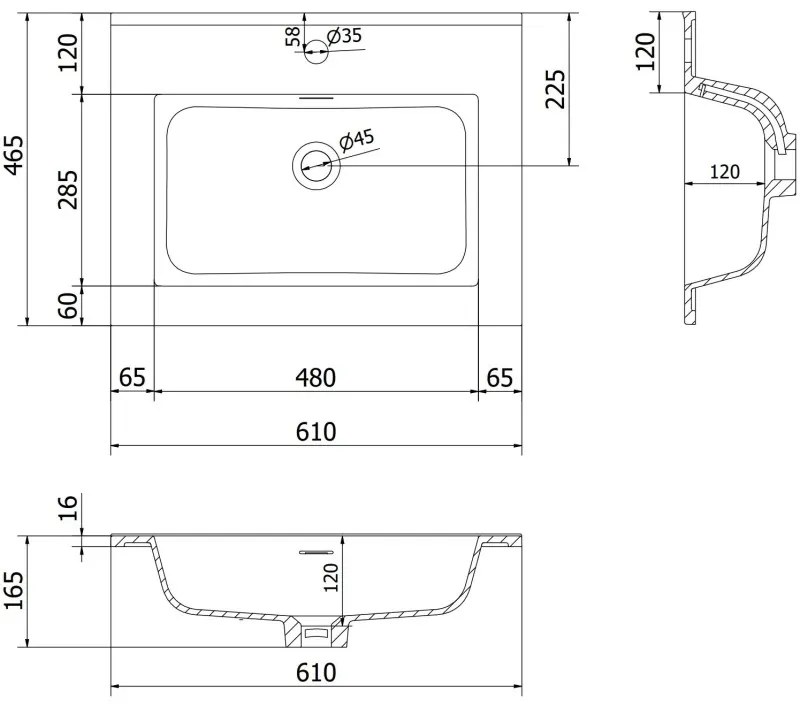 Mexen Orio, koupelnová skříňka 60 cm s umyvadlem Otis, 1 zásuvka, bílá matná, 91A10-06023-1-BF01-W18M01
