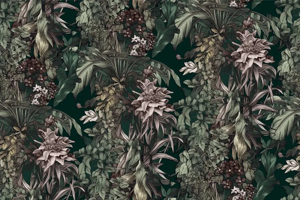 Tapeta s elegantním květinovým motivem - 150x100