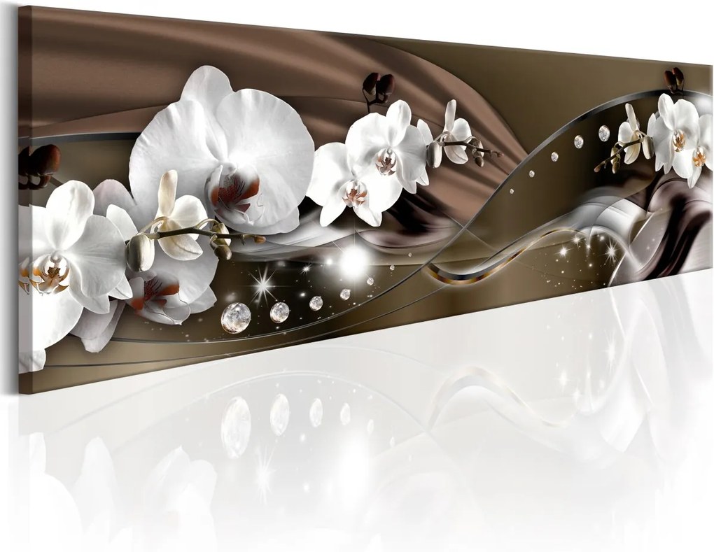 Obraz Orchidej hnědá + háčky a hřebíčky ZDARMA Velikost (šířka x výška): 140x42 cm