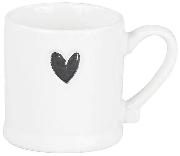 Hrníček na espresso Bastion Collections bílý s černým srdcem keramika 5,5x5 cm 80 ml