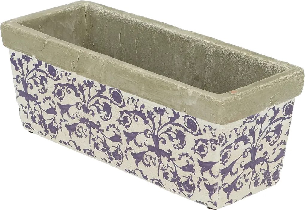 BETONOVÝ KVĚTINÁČ KELLY 15X39,5 CM BÍLÁ/MODRÁ