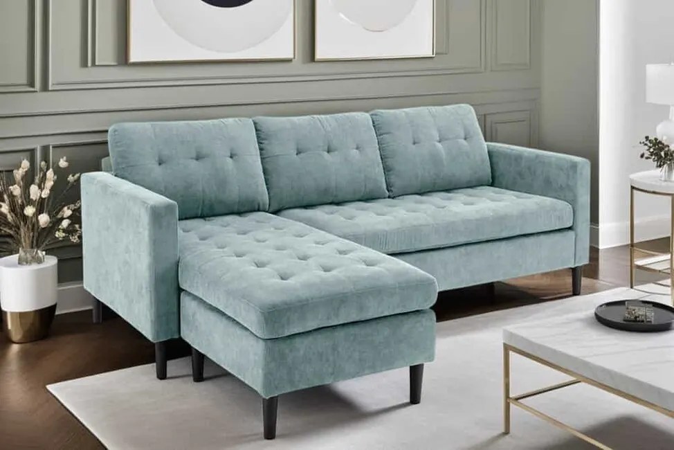 Rohová sedací souprava Stockholm aqua modrá manšestr 220cm