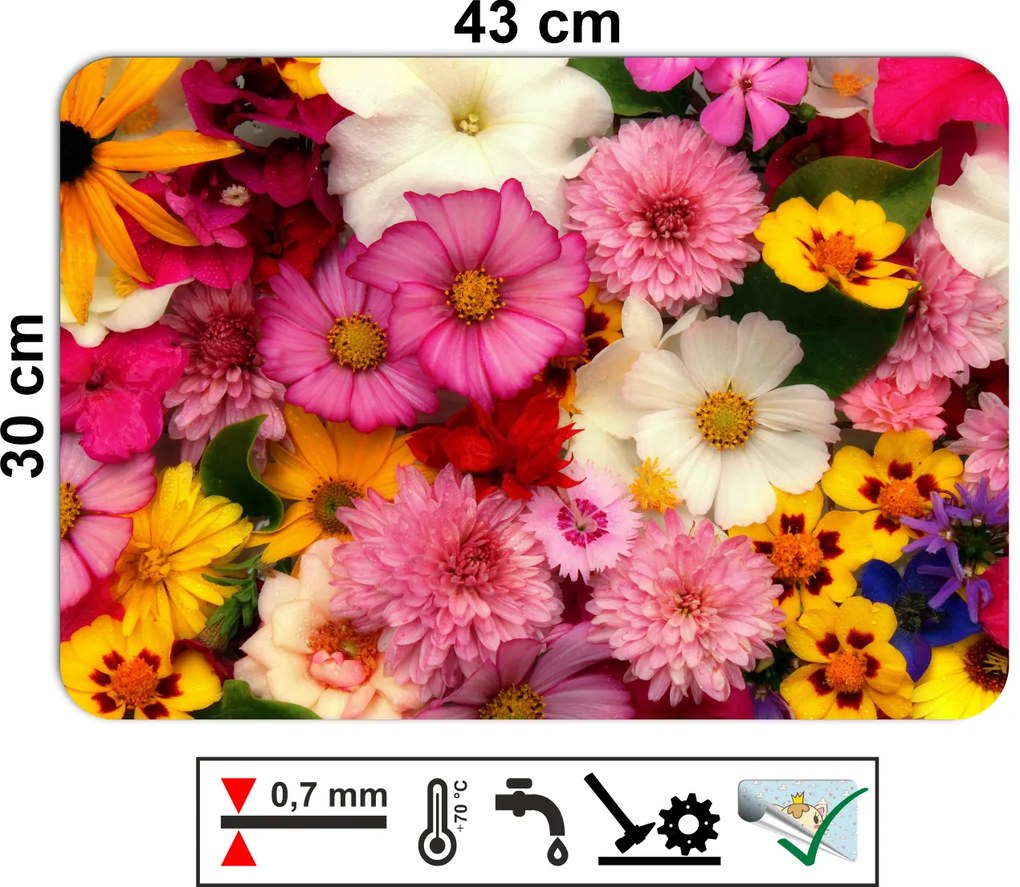 PokojovaDekorace.cz, Prostírání - 272 Kytky, Barevné květy, 43x30cm