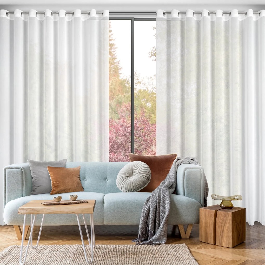ZÁCLONA NA KROUŽCÍCH TIRSA 300 CM X 250 CM CM BÍLÁ