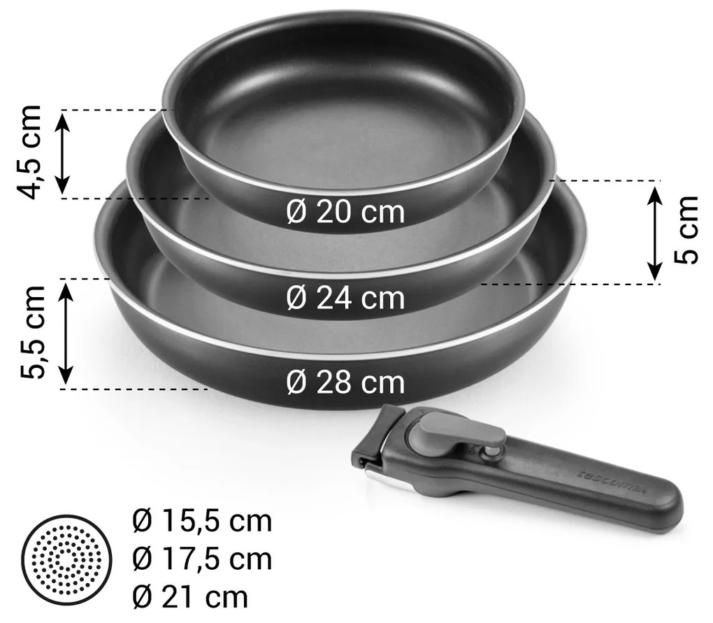 TESCOMA Sada pánví s odnímatelnou rukojetí VARIO, 4 díly