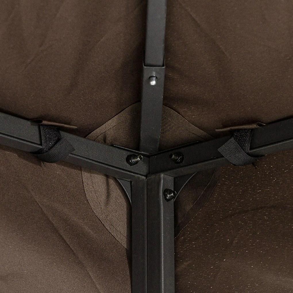 Náhradní střecha altánu Outsunny 3x4m káva polyester odpuzující vodu pro kovové a zahradní altány | Aosom.de