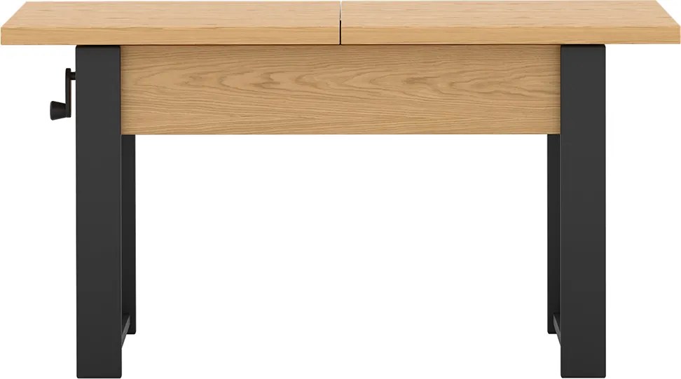 Rozkládací polohovací konferenční stolek HOGO 3v1 | 120-157x62,5-74,5x67 cm | síla horní desky 32 mm | dub bookmatch/černé nohy