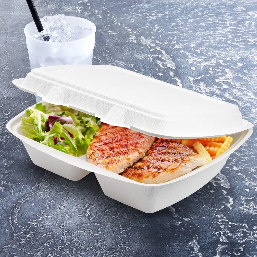 Wimex 45612 - menu box z cukrové třtiny 1000 ml, 241 × 202 × 70 mm, 2dílný - 50 ks