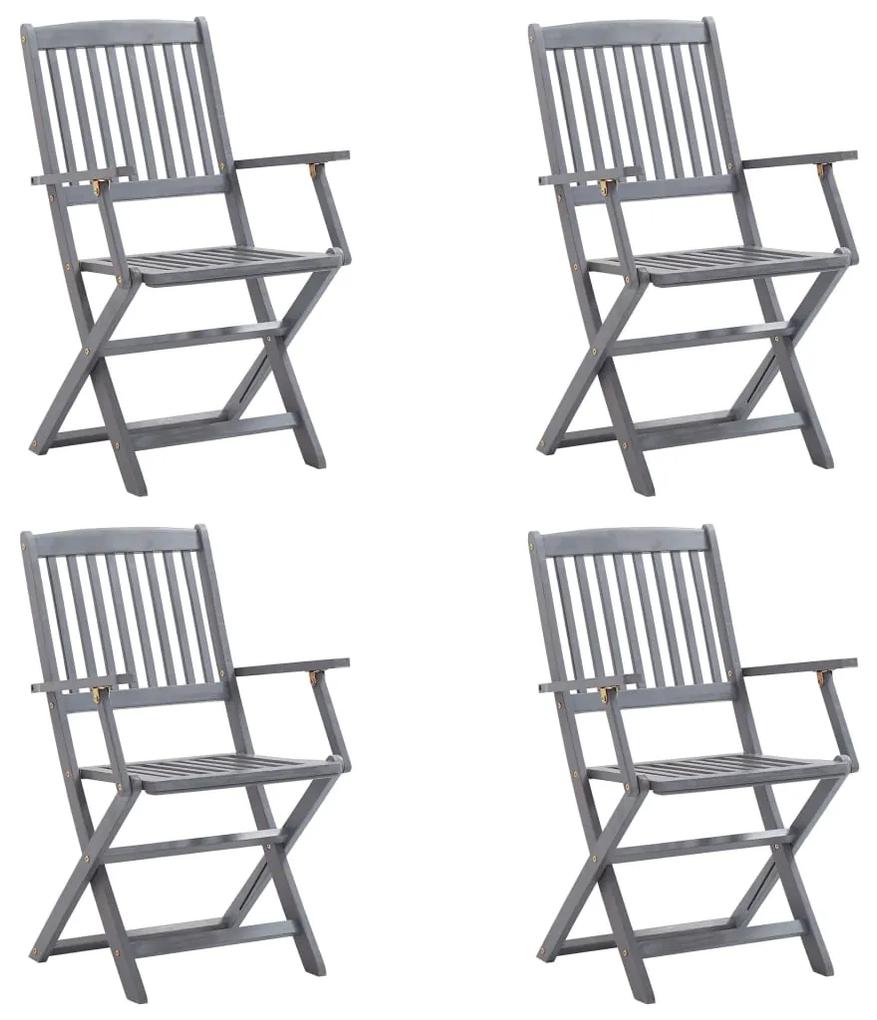 Skládací zahradní židle s poduškami 4 ks masivní akácie,  3064528