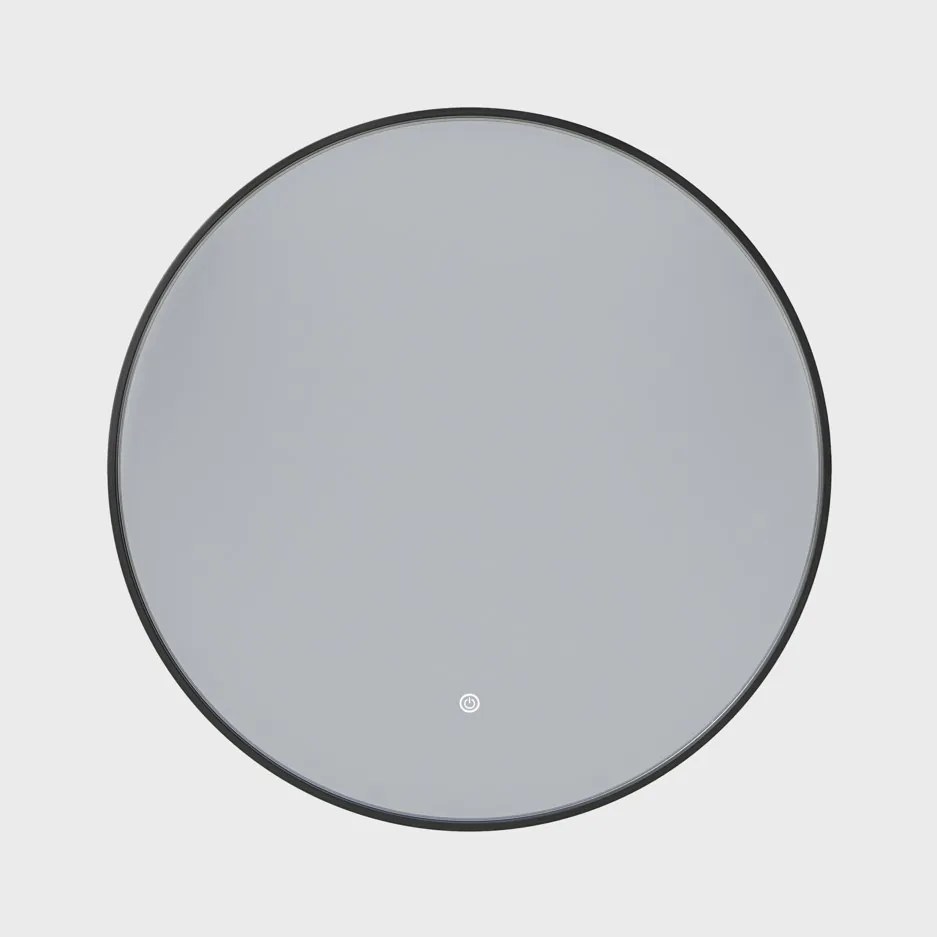 Erga Emma, kulaté LED zrcadlo 70cm, černý kovový rám, 1610 lm, 6500K, zadní osvětlení, ERG-V01-201-7070-BK