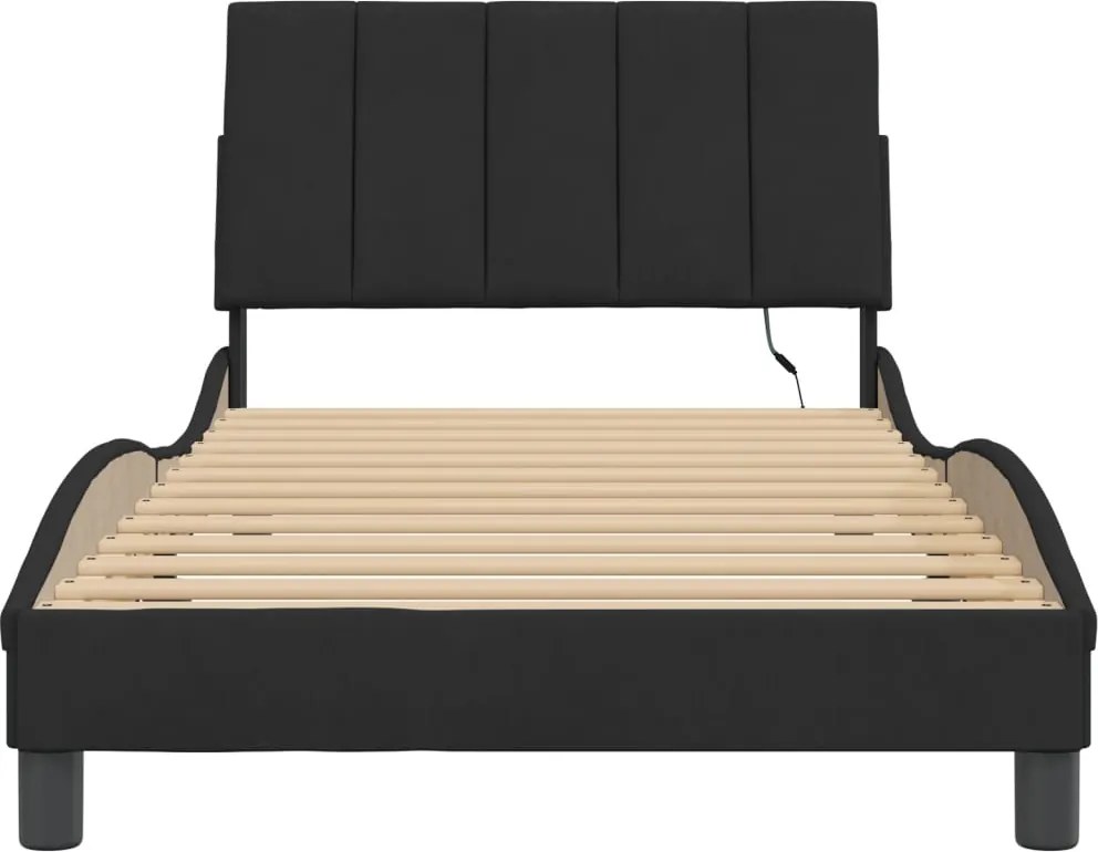 Rám postele s LED osvětlením bez matrace Hanko černý 100 x 200 cm samet 3213765