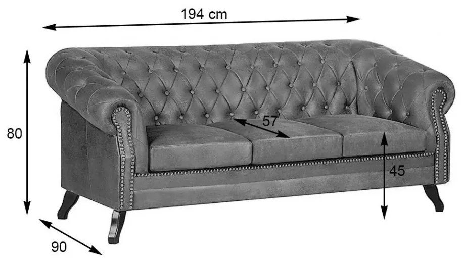 Askont Pohovka Chesterfield Bristol 3M Antik Black