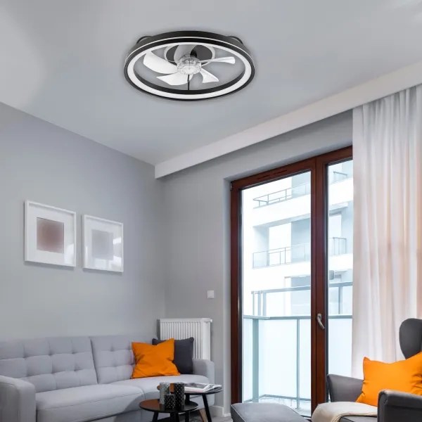 LED Stropní svítidlo s ventilátorem FARGO LED/37W/230V černá + DO