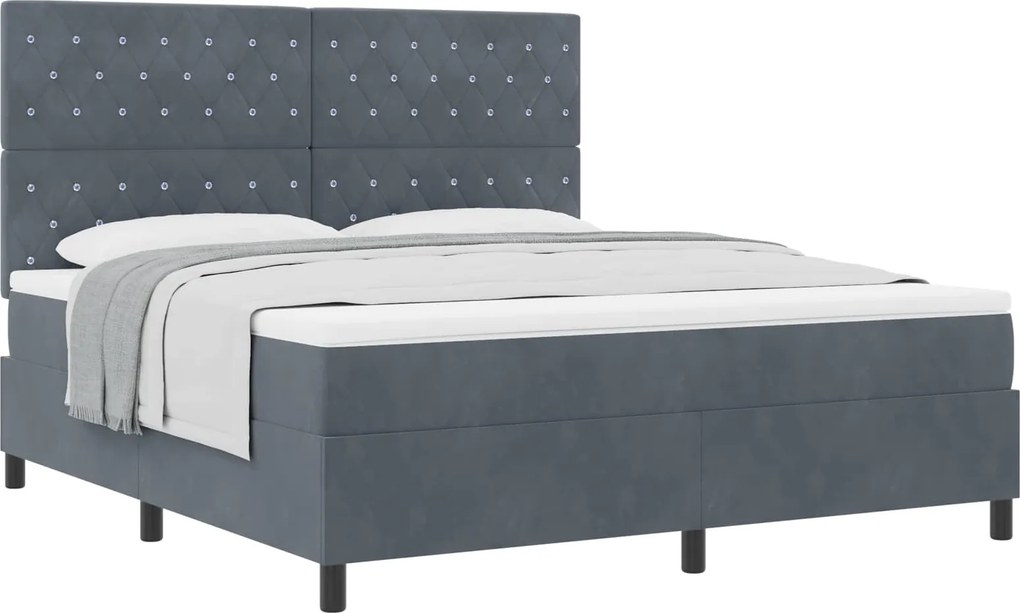 Postel s boxspringem s matrací Tmavě šedá 180 x 200 cm samet 3339783