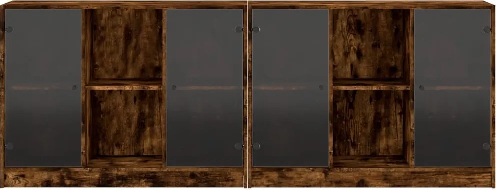 Knihovna s dvířky kouřový dub 204 x 37 x 75 cm kompozitní dřevo 3206535