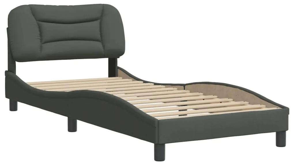 vidaXL Rám postele s čelem tmavě šedý 90x190 cm textil