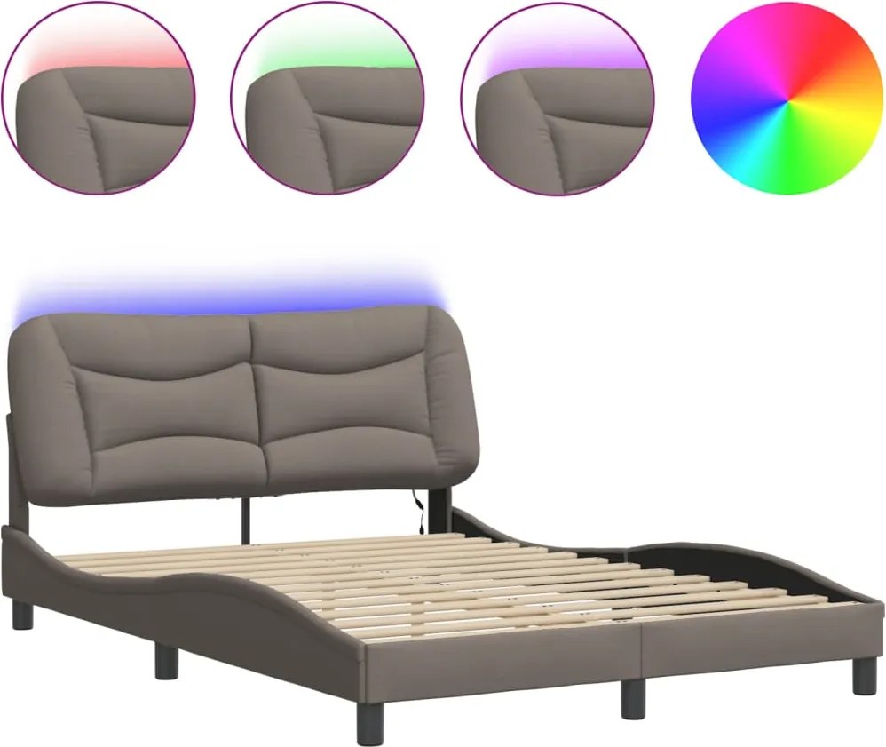 Rám postele s LED bez matrace Hvar Taupe 120x200 cm Látka 3213694