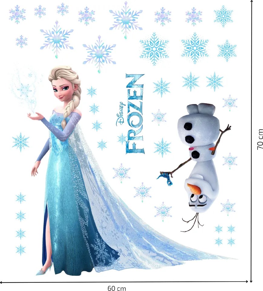 Samolepka na zeď "Elsa a Olaf" 60x70 cm