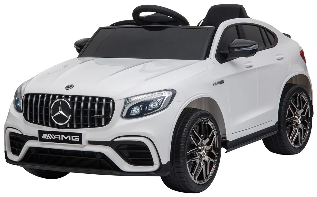 HOMCOM 12V Mercedes-Benz AMG GLC63S COUPE dětské elektrické autíčko s dálkovým ovládáním a bezpečnostním pásem, 2 x 35W motory, bílé 115 x 70 x 55 cm…
