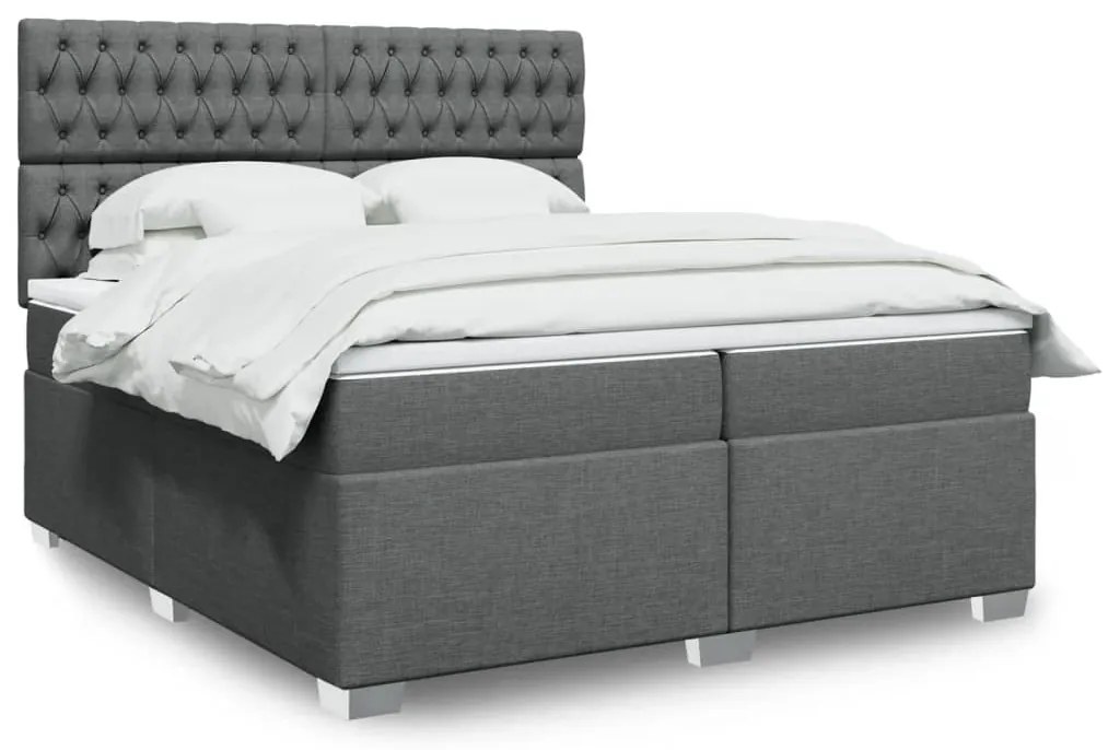 Box spring postel s matrací tmavě šedá 200x200 cm textil 3292903