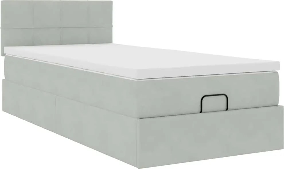 Osmanský rám postele s matrací světle šedá 80x200cm samet 3312584