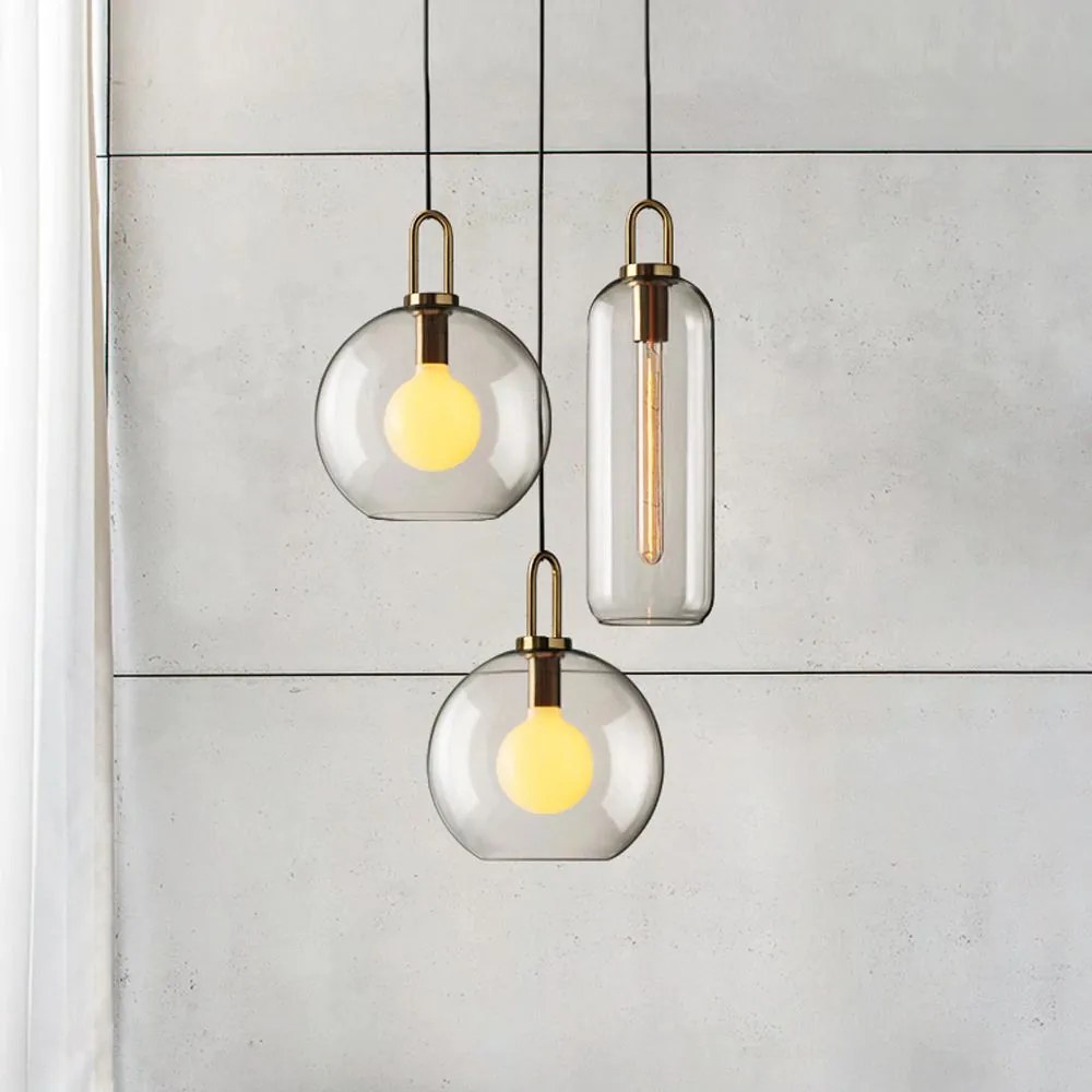 Toolight - Závěsné svítidlo ze skla 1xE27 60W APP442-CP, zlatá, OSW-05633