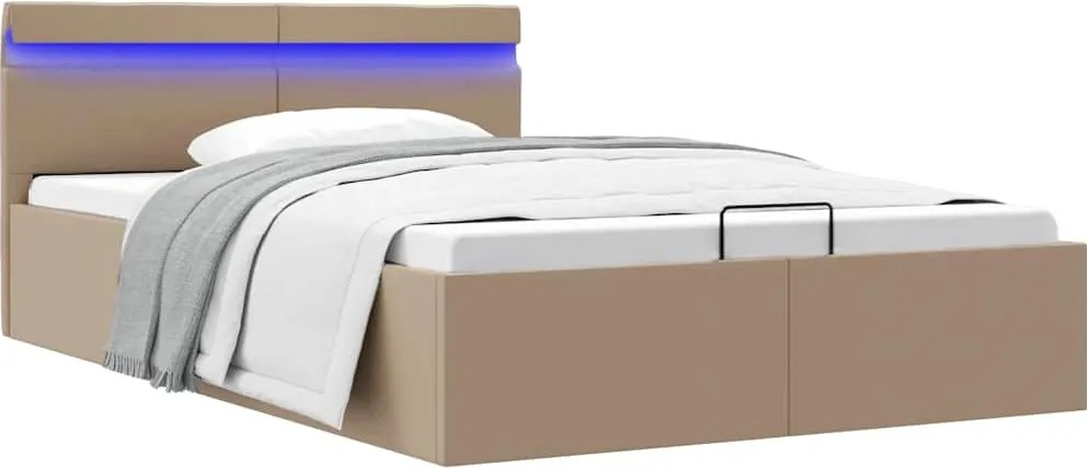 Rám postele LED úložný prostor cappuccino umělá kůže 140x200 cm 285561