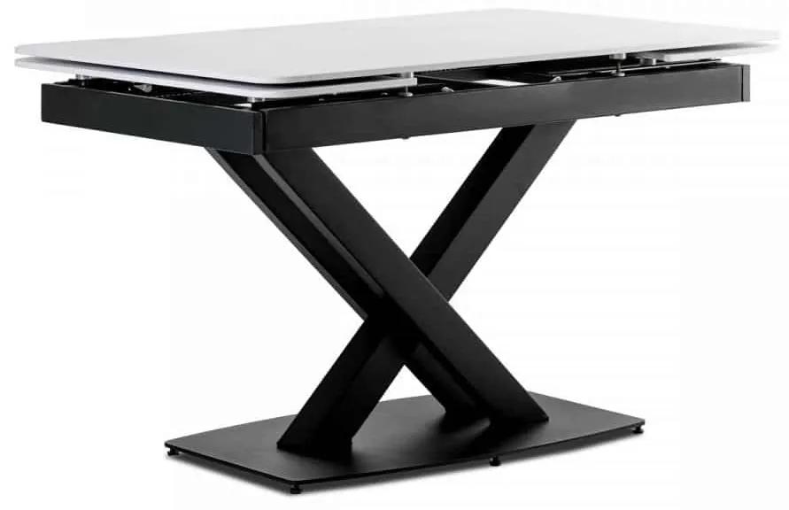 Autronic Rozkládací jídelní stůl HT-450M BK - 20+30+30x80 cm - bílý mramor/černý matný lak