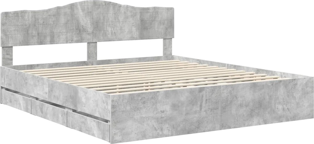 Rám postele s čelo Betonově šedá 180 x 200 cm Inženýrské dřevo 3412980