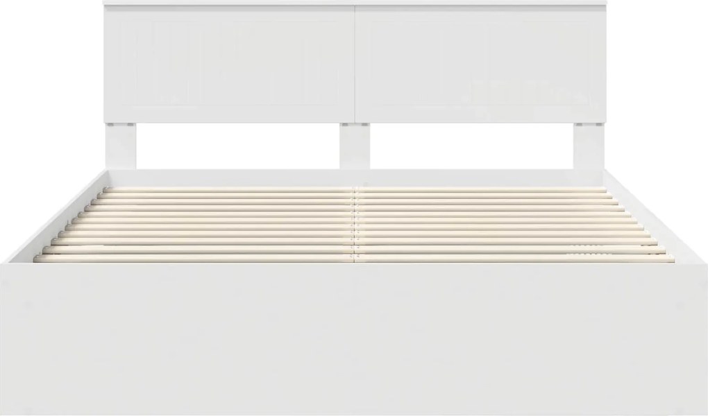 Rám postele s čelo Bílá 160 x 200 cm Masivní borové dřevo 3410573