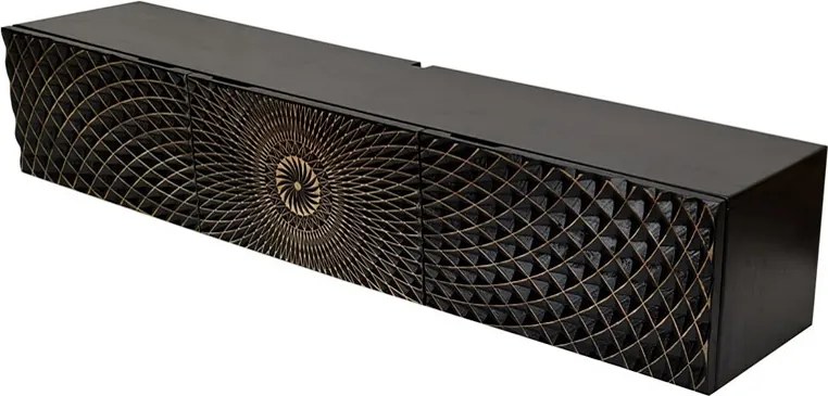 Designový závěsný TV stolek Tarragona 160 cm černé mango