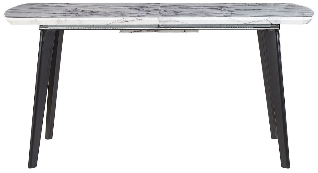Rozkládací jídelní stůl 160/200 x 90 cm mramorový efekt s černou MOSBY Beliani