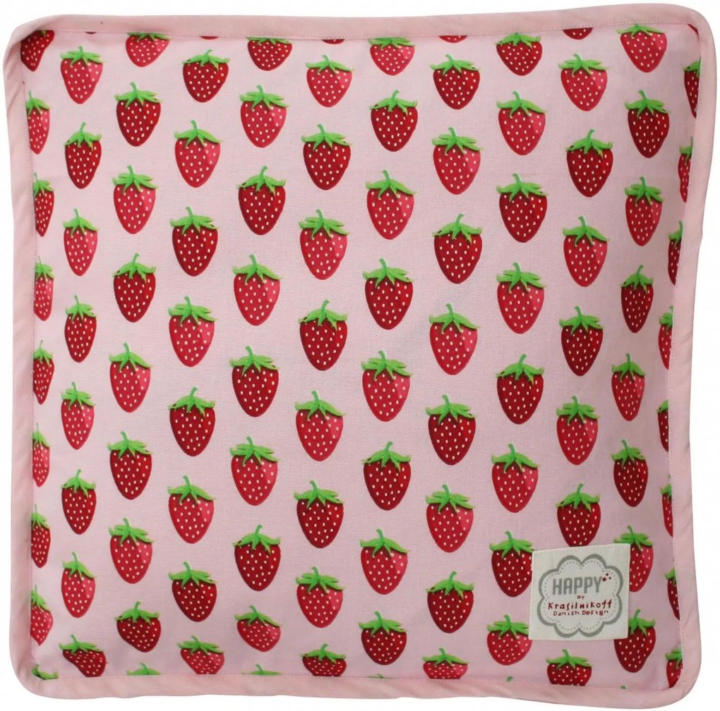 Krasilnikoff Bavlněný povlak na sedák Strawberry, růžová barva, textil