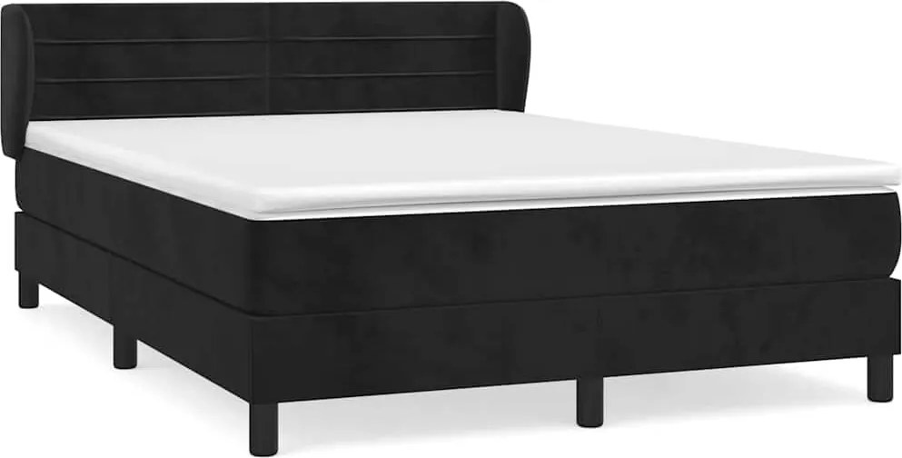Box spring postel s matrací černá 140x200 cm samet 3127555