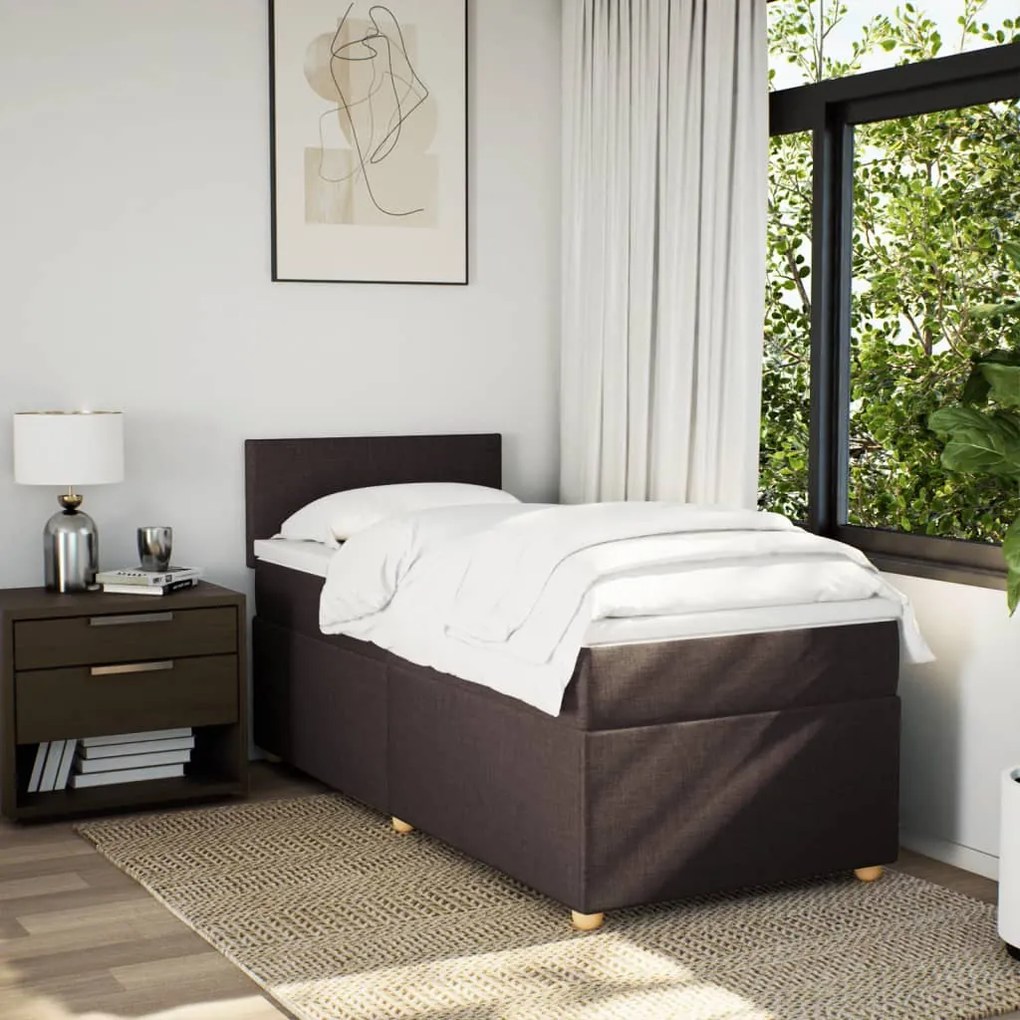 Box spring postel s matrací tmavě hnědá 90x190 cm textil 3286531
