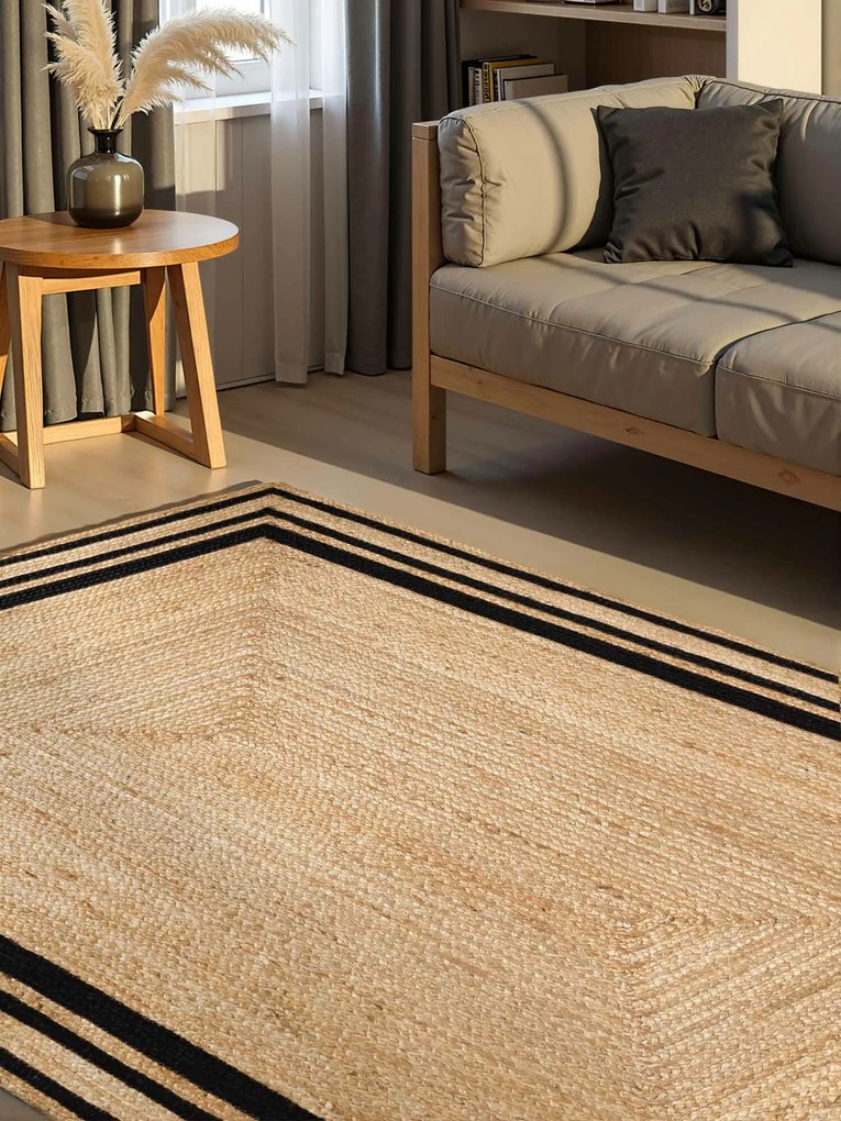 Hanse Home, Kusový koberec Looma 106302 Natural Gold Black, 200x300, béžová, chodba / předsíň