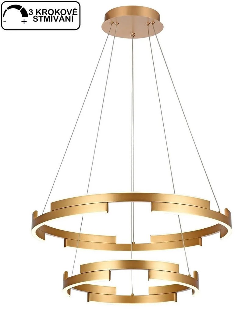 Světla a lustry REDO GROUP Zlatý designový lustr Redo 01-3178 CASTLE/  průměr 60 cm/ LED 60W