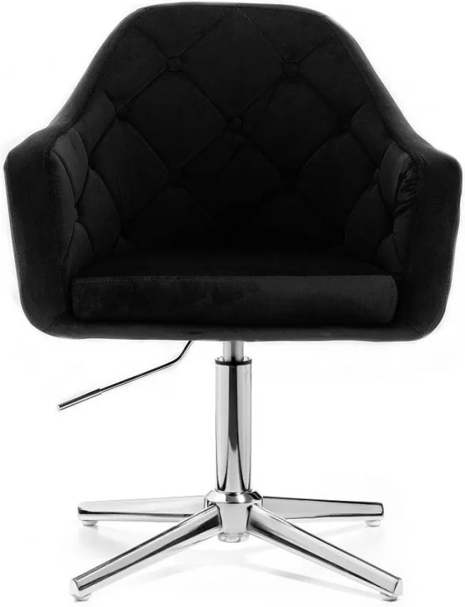 LuxuryForm DESIGN Otočné křeslo ANDORA VELUR na stříbrném kříži - černé